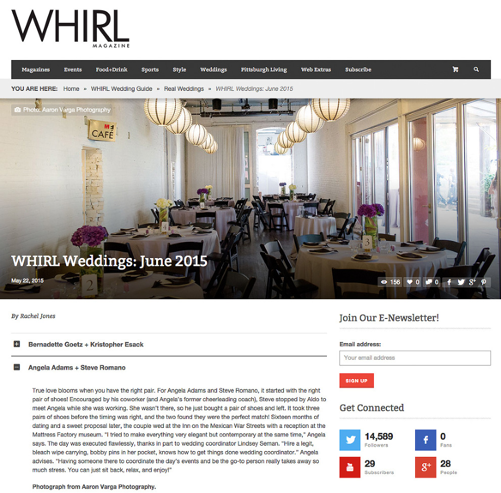 Mattress Factory Wedding Featured | WHIRL Magazine